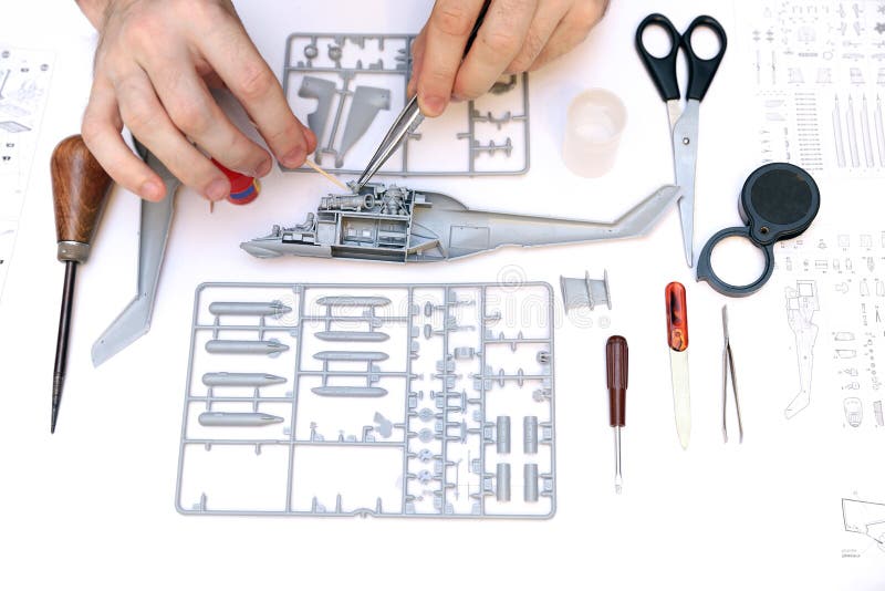 Hobbies Assembled Model Helicopter Stock Image - Image of scissors ...