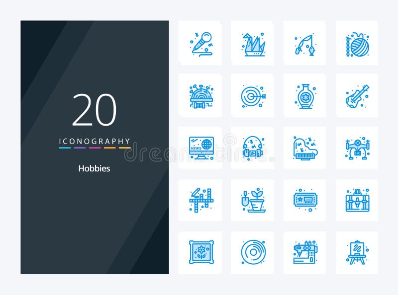 20 Hobbies Blue Color Icon for Presentation Stock Vector - Illustration ...