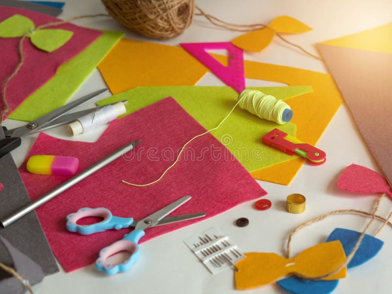 Hobbies and Colorful Felt Crafts. Stock Photo - Image of colorful ...