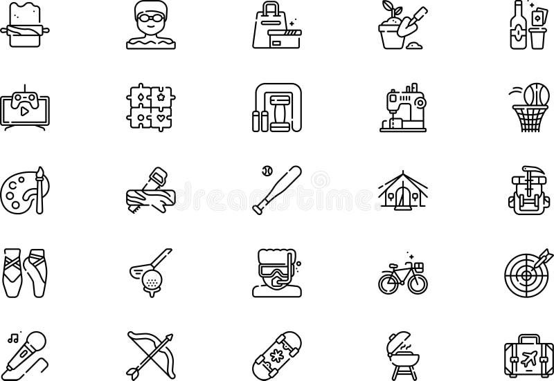 Hobbies and Free Time Icons Collection is a Vector Illustration with ...