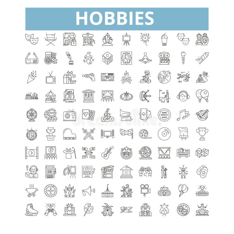 Hobbies Icons, Line Symbols, Web Signs, Vector Set, Isolated ...