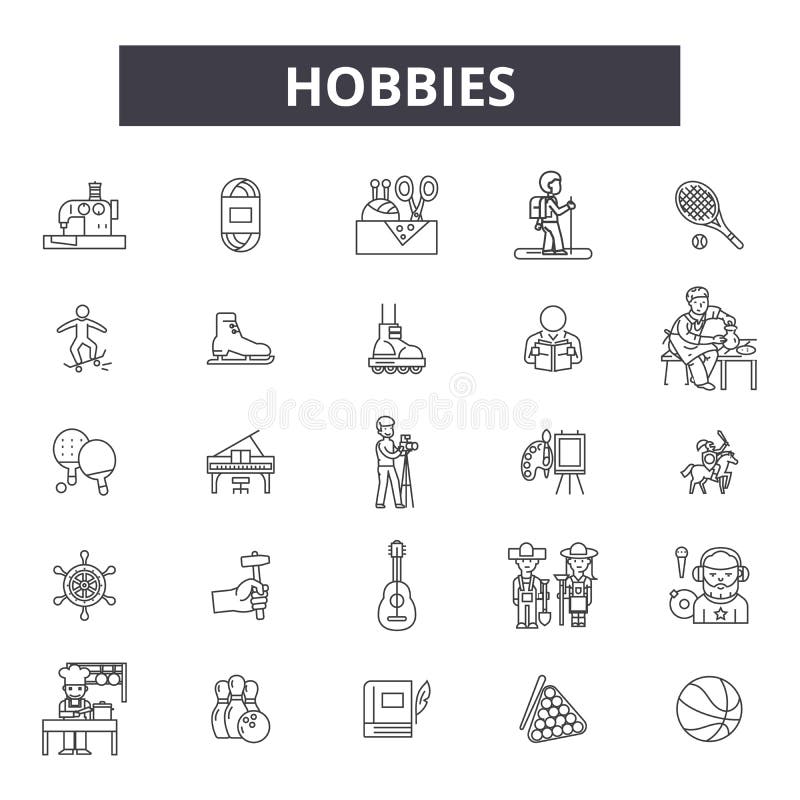 Hobbies Illustration, Thin Line Icons, Linear Flat Signs, Vector ...