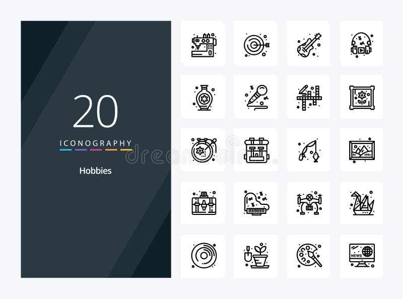 20 Hobbies Outline Icon for Presentation Stock Vector - Illustration of ...