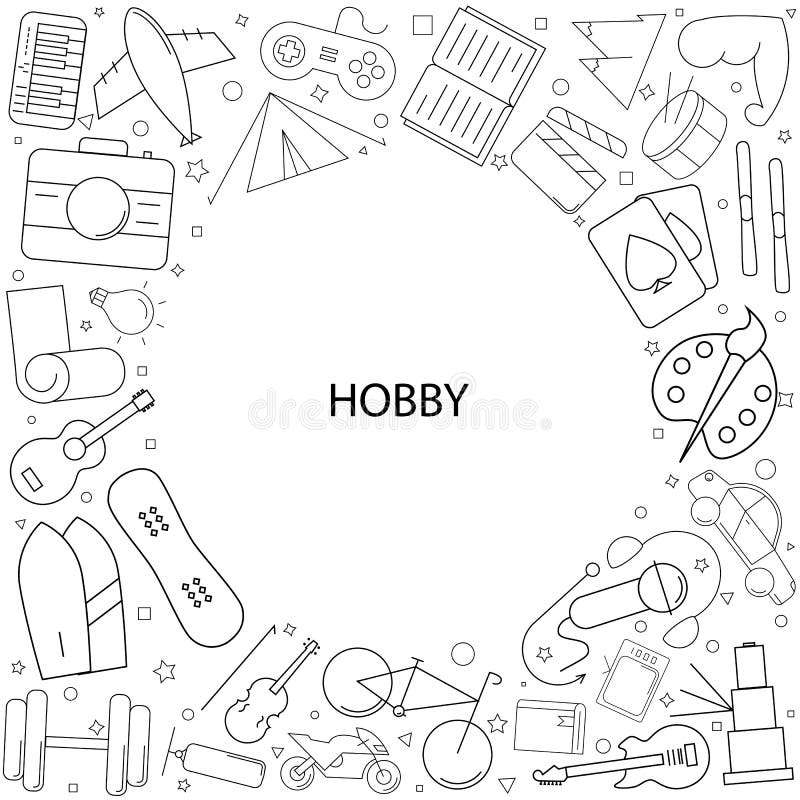 Hobby Background from Line Icon Stock Vector - Illustration of white ...