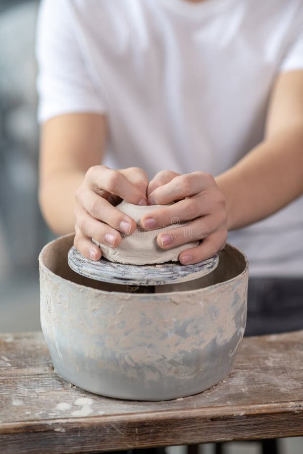 A Boy Making a Pot in an Art Studio Stock Photo - Image of pottery ...