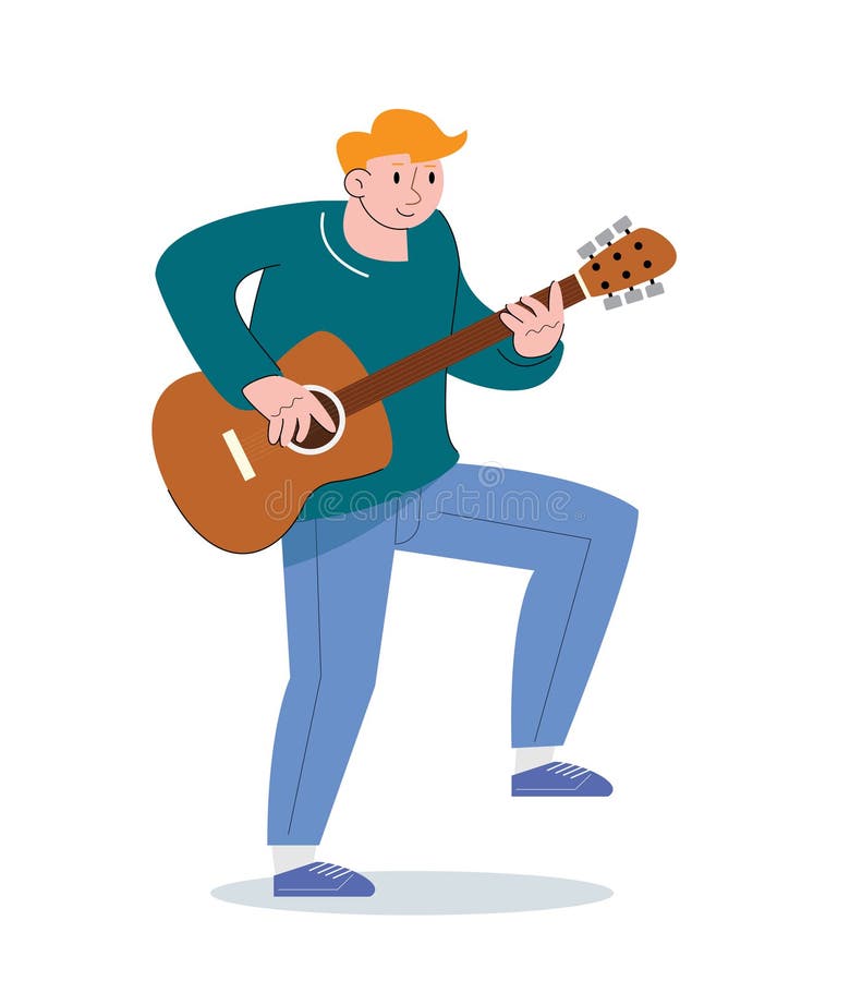 Hobby Character People Playing Guitar Vector Illustration Stock Vector ...