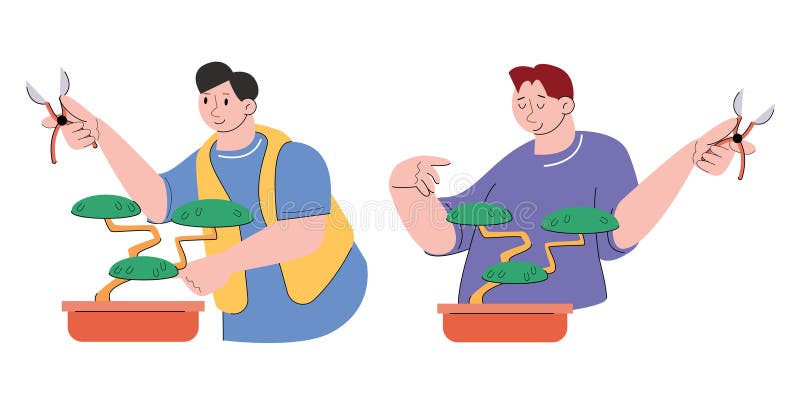 Hobby Character Planting Trees Vector Illustration Stock Vector ...