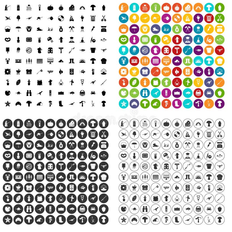 100 Hobby Icons Set Vector Variant Stock Vector - Illustration of ...