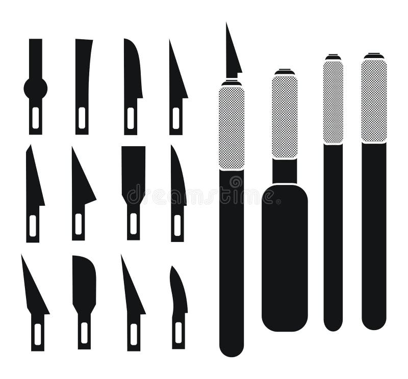 Hobby Knife Sets - Silhouette Stock Vector - Illustration of instrument ...