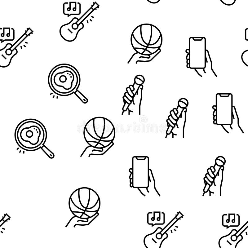 Hobby Leisure Time Vector Seamless Pattern Stock Vector - Illustration ...