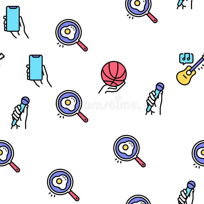 Hobby Leisure Time Vector Seamless Pattern Stock Vector - Illustration ...