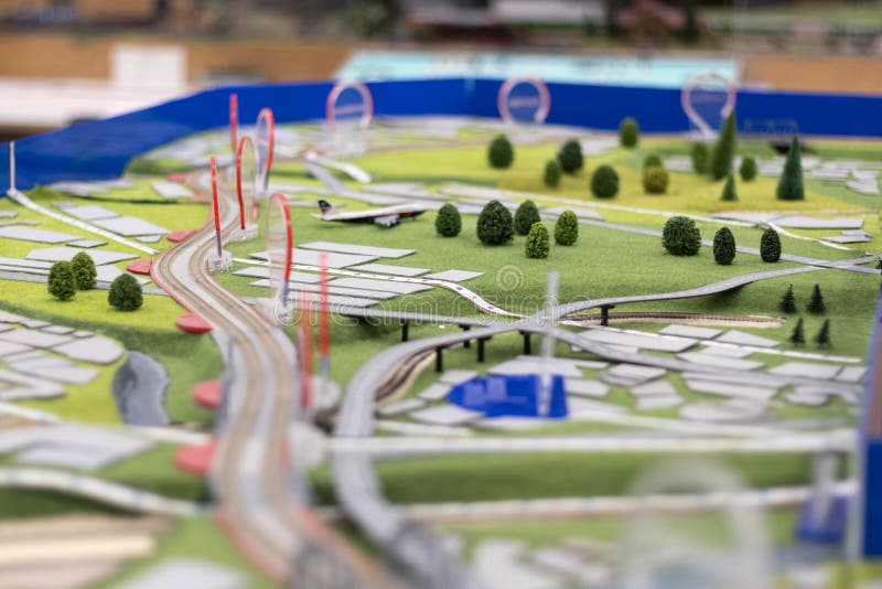 Hobby Miniature Model Railway Layout. Stock Photo - Image of house ...