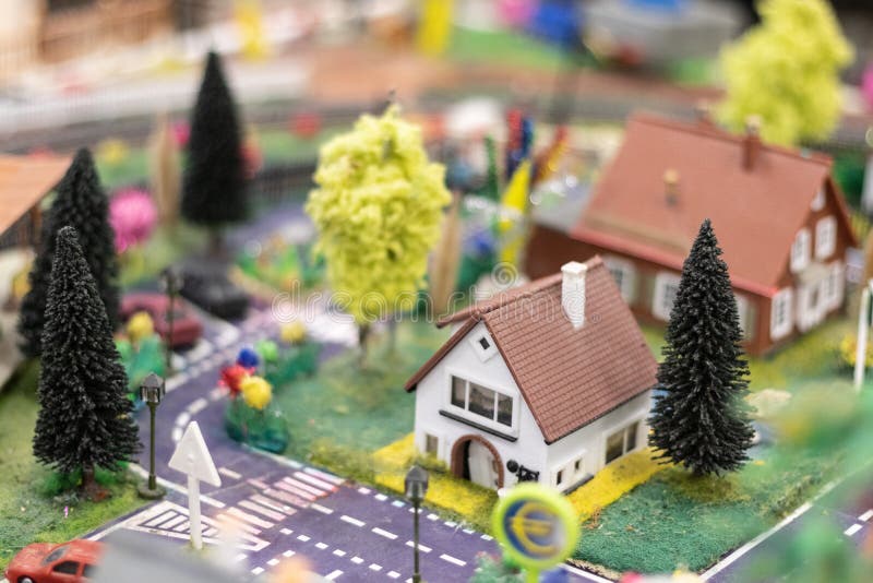 Hobby Model Miniature White Country House. Stock Image - Image of ...