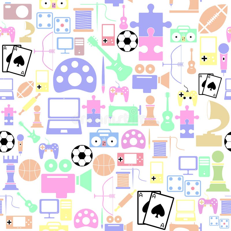 Hobby Seamless Pattern Background Icon Stock Vector - Illustration of ...