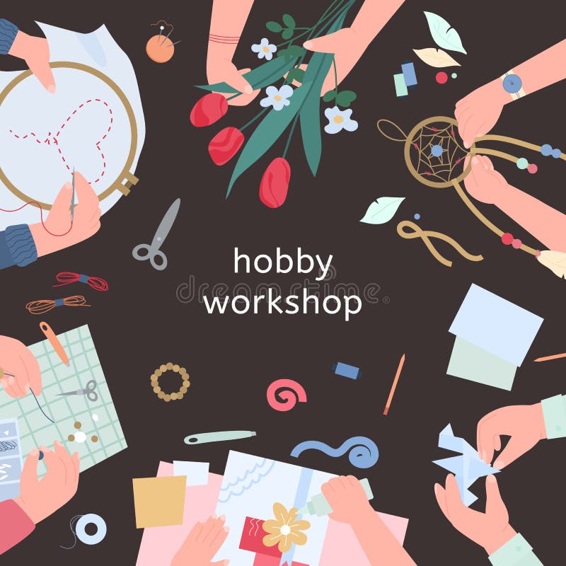 Hobby Workshop Advertising Banner or Poster Design, Flat Vector ...