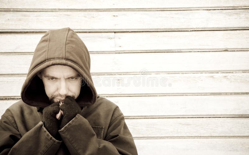 Hobo man in problem stock image. Image of grow, outside - 4857285