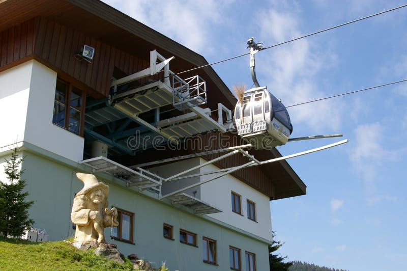 Hoch Soll Cable Car Station with Troll Statue. Soll, Austria. August 7 ...
