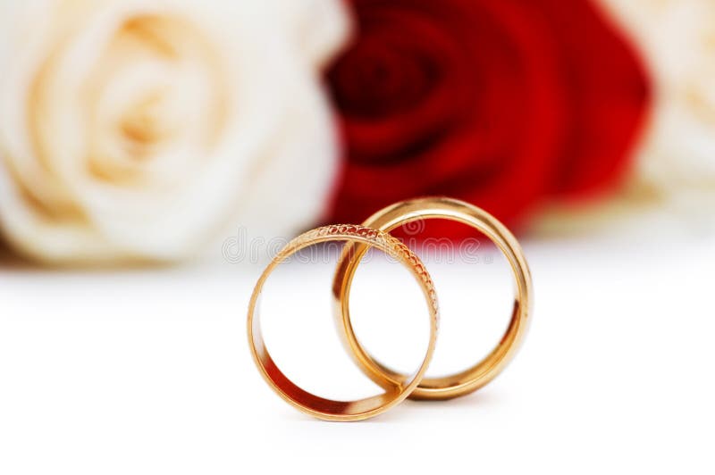 Hochzeitskonzept Mit Rosen Und Ringen Stockbild - Bild von ...