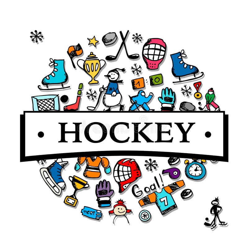 Hockey Banner, Sketch for Your Design Stock Vector - Illustration of ...