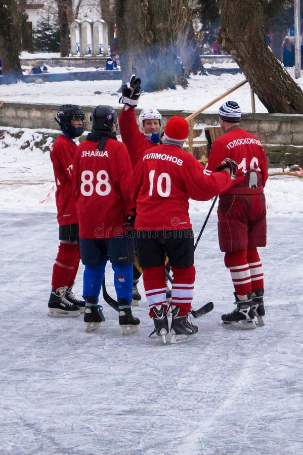Hockey Competitions the Team before Game Performs a Ritual Embrace ...
