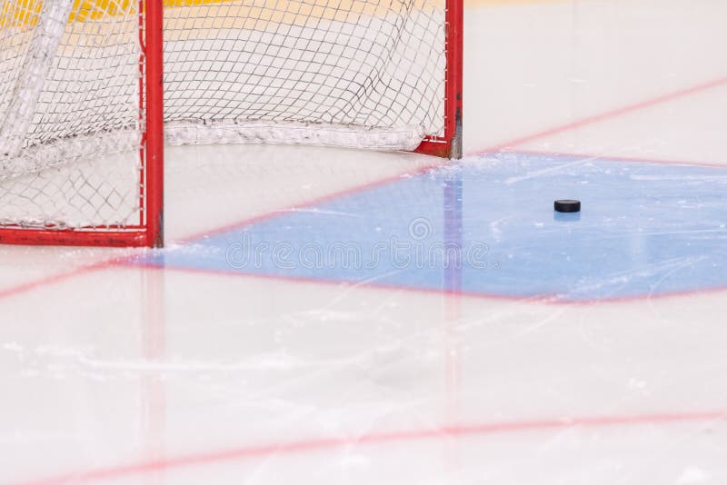 Hockey Gate and Puck Close-up Stock Photo - Image of goal, goalkeeper ...