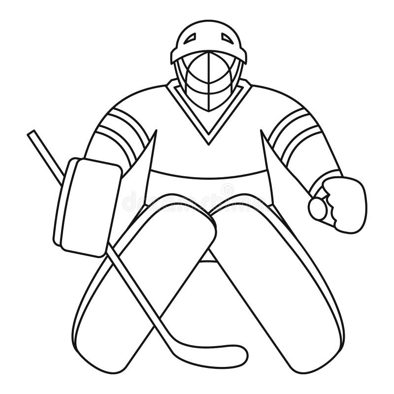 Hockey Goalkeeper Icon, Outline Style Stock Illustration - Illustration ...