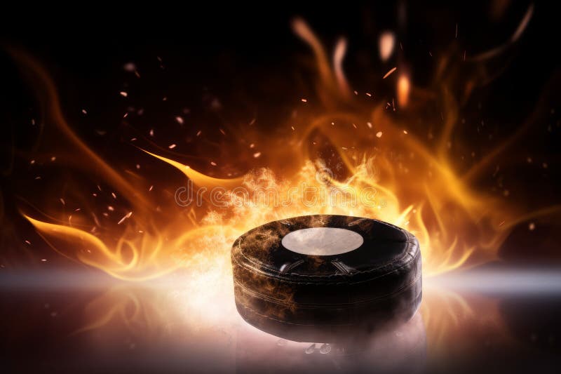 Hockey Hot Puck. Generate Ai Stock Illustration - Illustration of flame ...