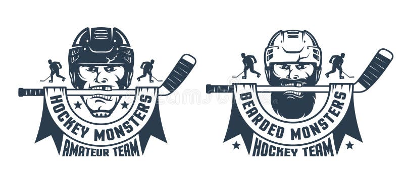 Hockey Logo with Player Head and Stick. Stock Vector - Illustration of ...