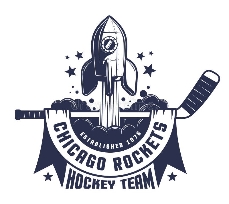 Hockey Logo with Stick and Rocket Stock Vector - Illustration of ...