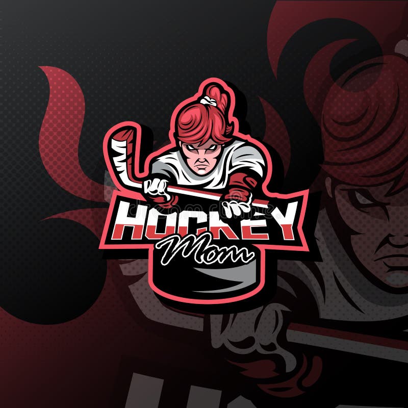 Hockey Mom Logo For Esport Sport Or Game Team Mascot Stock Vector Illustration Of Color