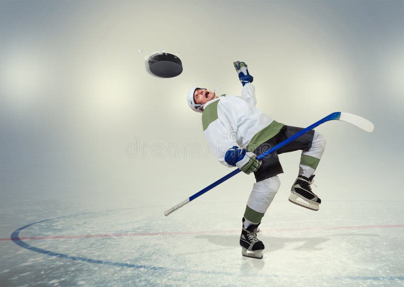 Hockey Player Falls Down on Ice Stock Image - Image of hospital, male ...