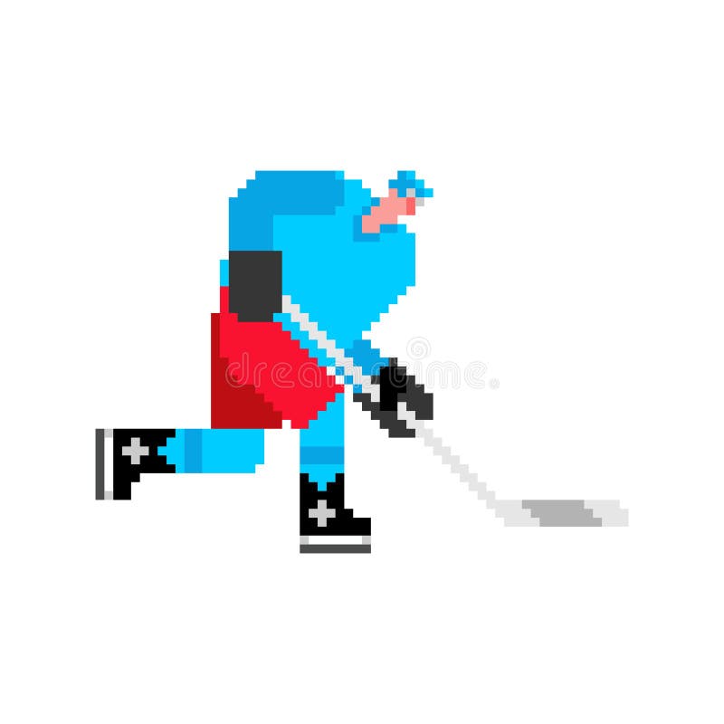 Hockey Player Pixel Art. 8 Bit Ice Hockey Player Stock Vector ...