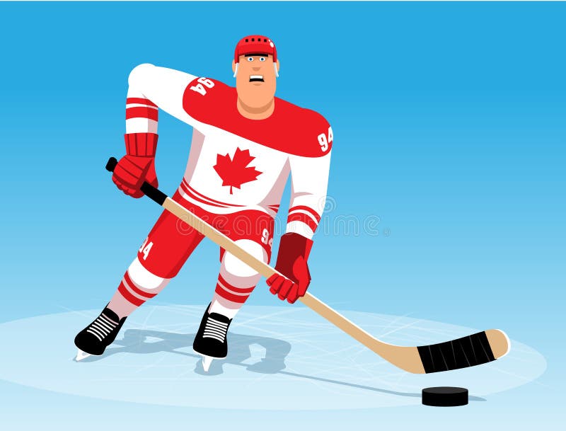 Hockey Player with Puck in Cartoon Style Stock Vector - Illustration of ...