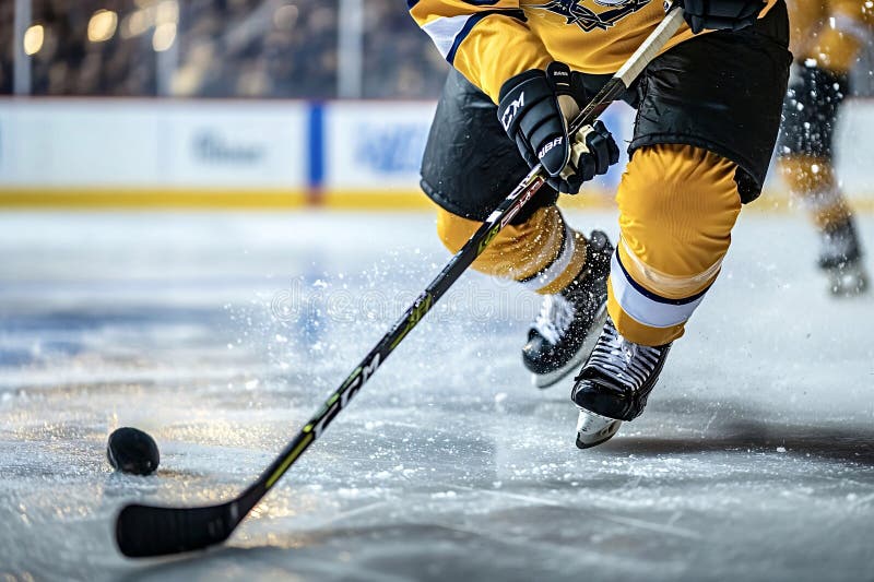 Hockey Player Shooting the Puck during Game Stock Image - Image of ...