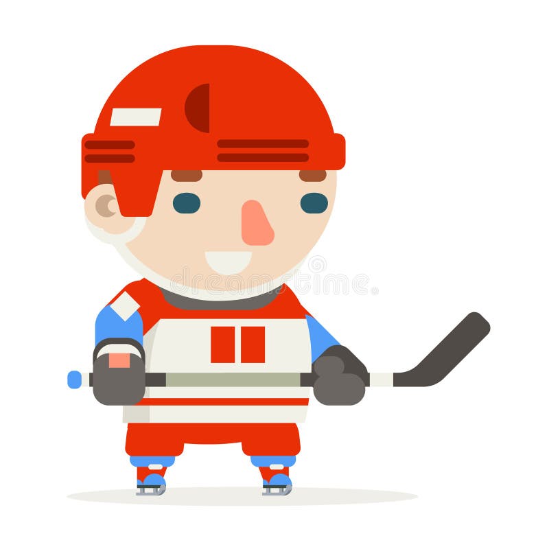 Hockey Player Stick Cartoon Flat Design Vector Illustration Stock ...