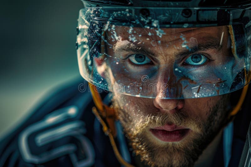 A Hockey Player Wearing a Protective Face Mask during a Game or ...