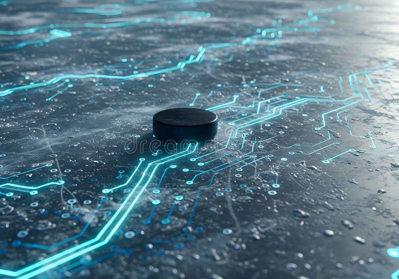 Hockey Puck on Circuit Board Background Stock Illustration ...