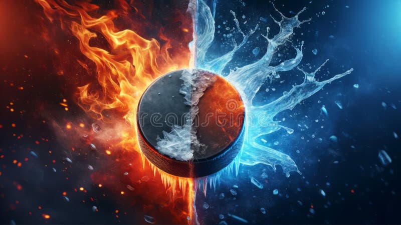 Hockey Puck Embodies Fire Ice Elemental Duality Stock Image - Image of ...