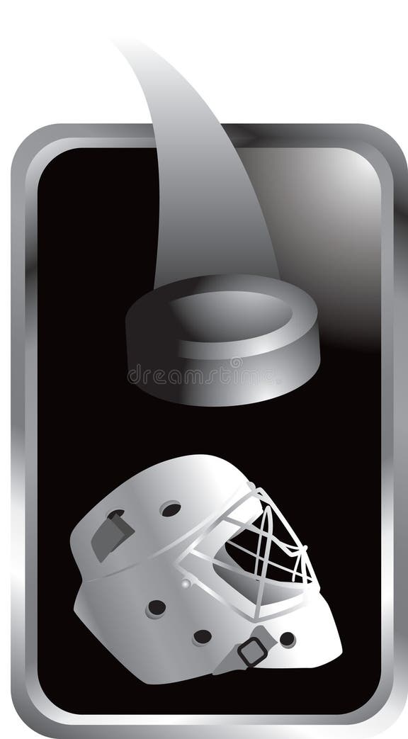 Hockey Puck and Helmet in Silver Frame Stock Vector - Illustration of ...