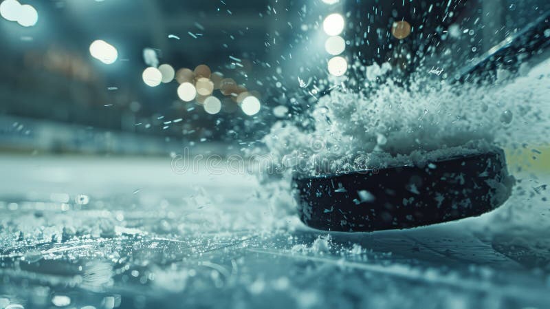 Hockey Puck on Ice with Splash Stock Image - Image of intensity, game ...