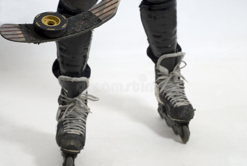 Hockey Skates, Puck and Stick - Horizontal Stock Photo - Image of ...