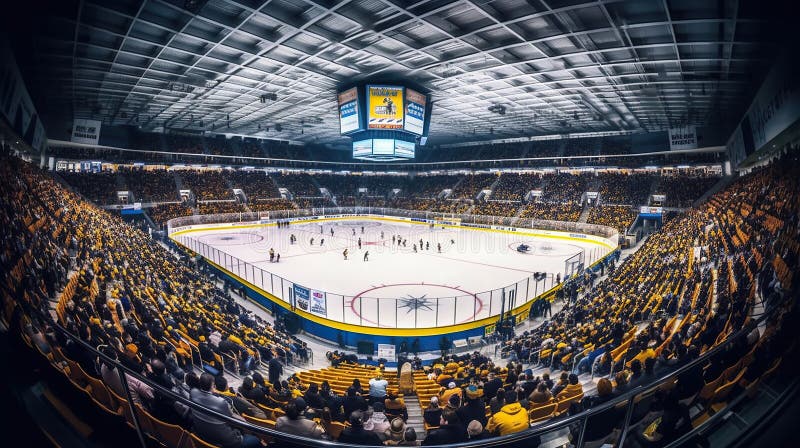 Hockey Stadium with Fans Crowd and an Empty Ice Rink. Generative Ai ...