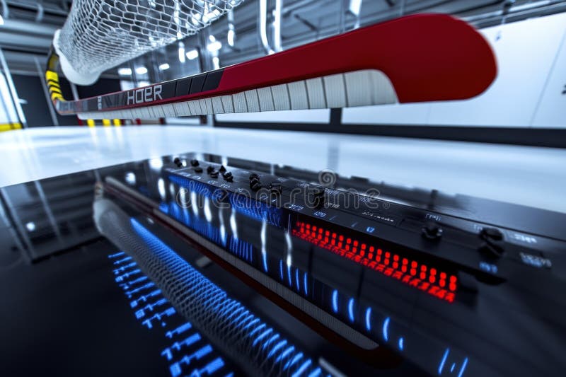 Hockey Stick and Control Panel during a Training Session in an Arena ...