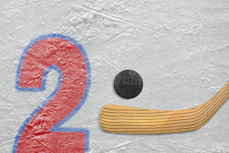 Hockey Stick, Puck and the Numeral Two Stock Image - Image of detail ...