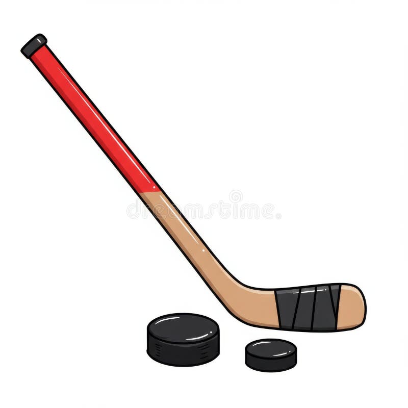 Hockey Stick and Pucks Illustration Stock Illustration - Illustration ...