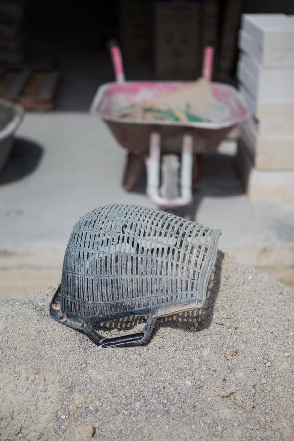 Hod on cement mortar stack stock image. Image of work - 33055133