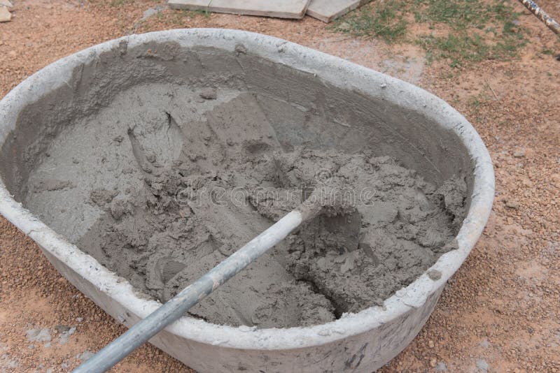 Hoe in Cement Mixing in Truck for Buildings Construction. Stock Photo ...