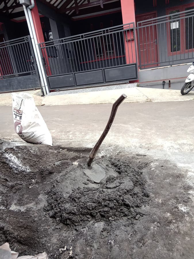 Hoe for mixing cement stock image. Image of cement, infrastructure ...