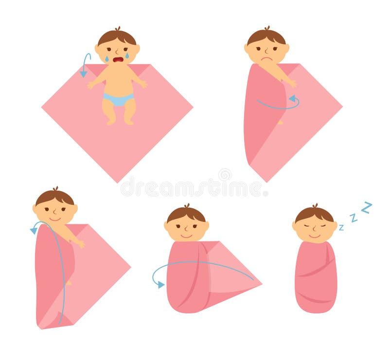 Hoe Te Om Baby Te Inwikkelen Vector Illustratie - Illustration of baby ...