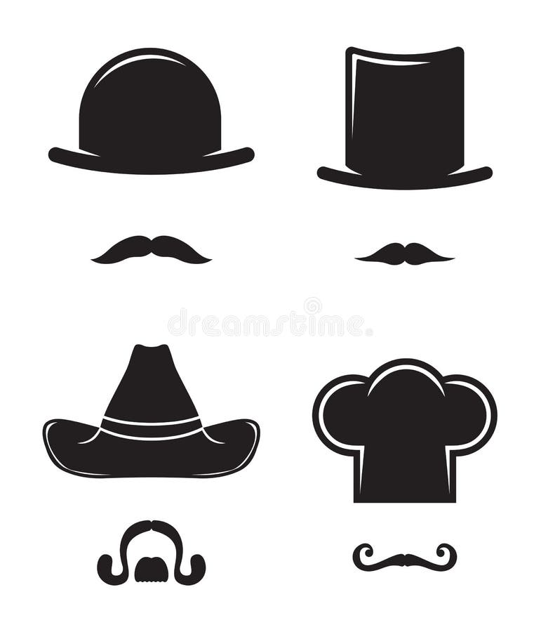 Hoed en snor vector illustratie. Illustration of verzorging - 44165030